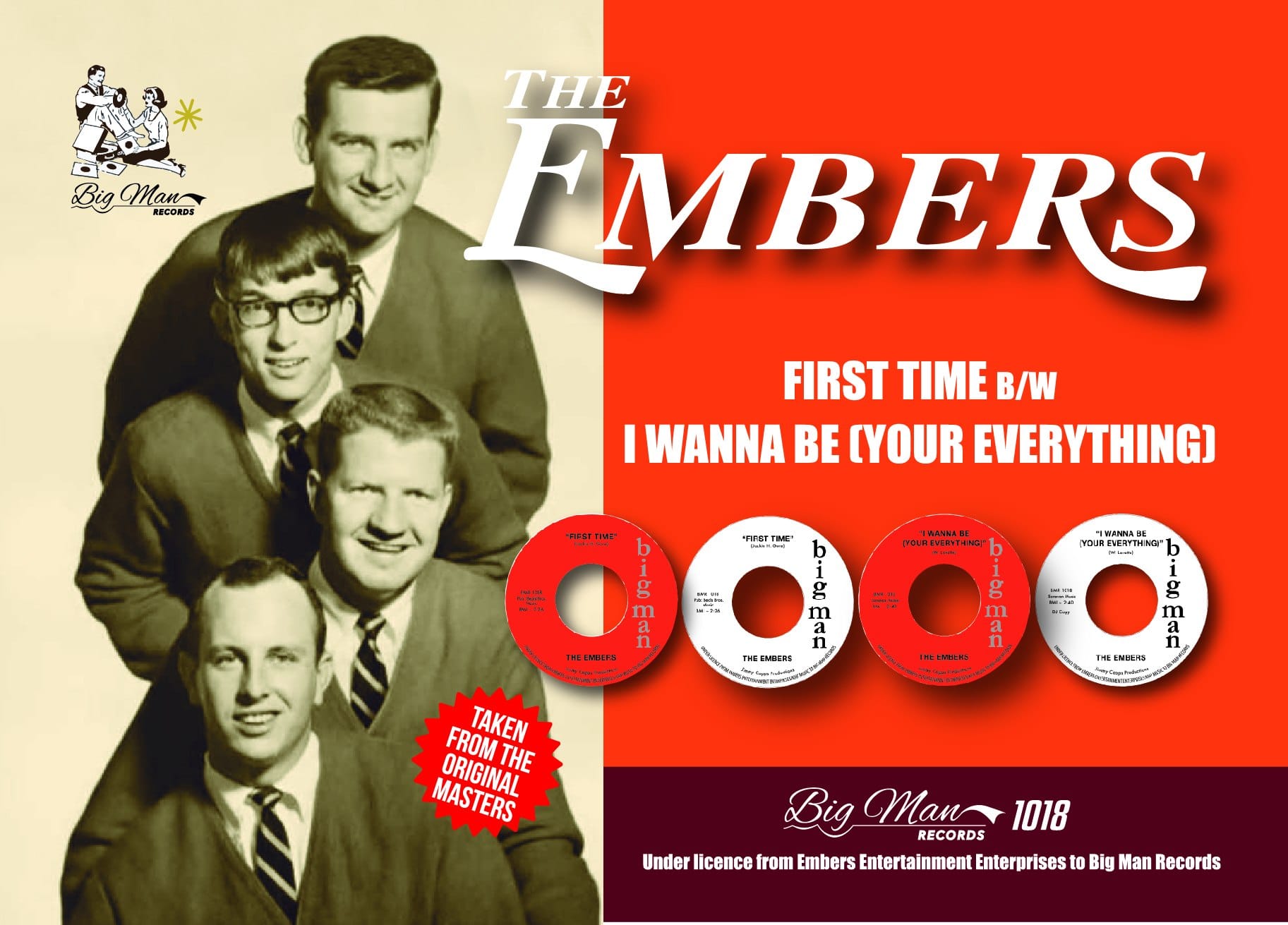 Big Man Records: The Embers "First Time" b/w "I Wanna Be" (New Vinyl ...